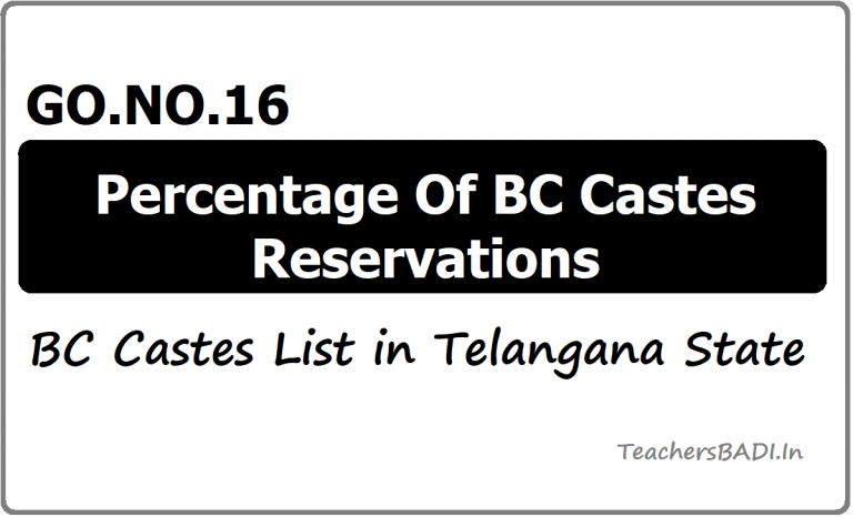 GO.16 Percentage Of BC Castes Reservations, BC Castes List in Telangana ...