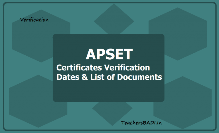 APSET Certificate Verification Dates 2025 & List of Documents