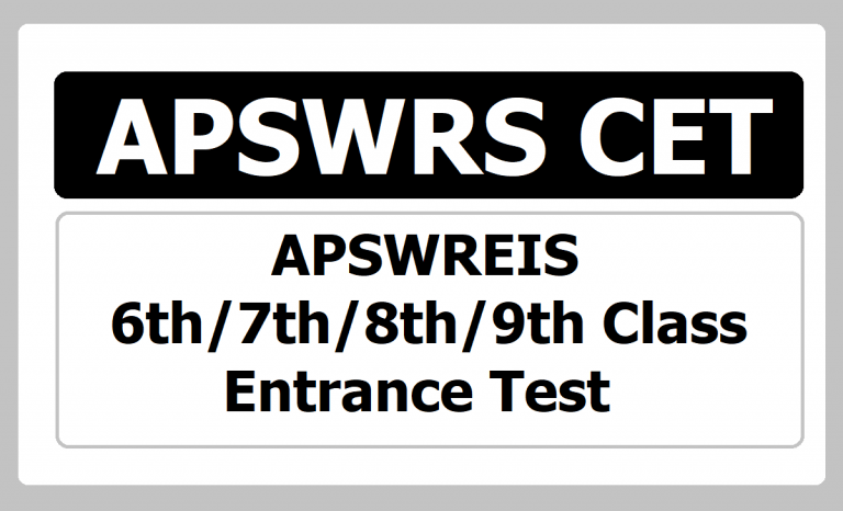 APSWREIS 6th/7th/8th/9th Class Entrance Test 2025 (APSWRS CET for AP ...