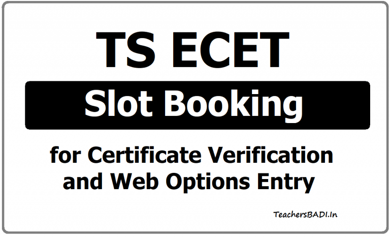 TS ECET Slot Booking 2025 for Certificate Verification & Web Options Entry