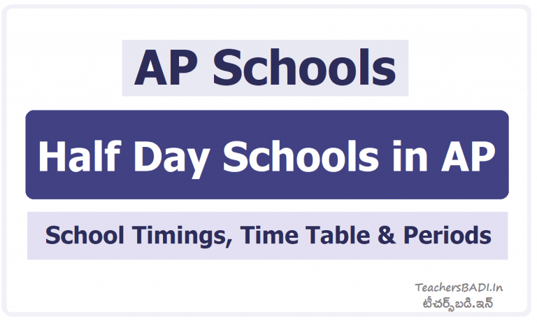 AP Half day School Timings 2025, Time Table, Periods in Andhra Pradesh