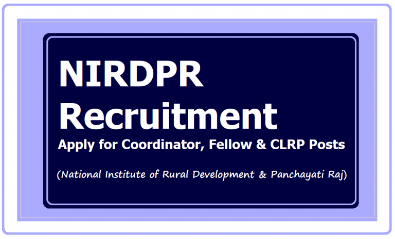 NIRDPR Recruitment 2023, Apply for Coordinator, Young fellow & CLRP ...