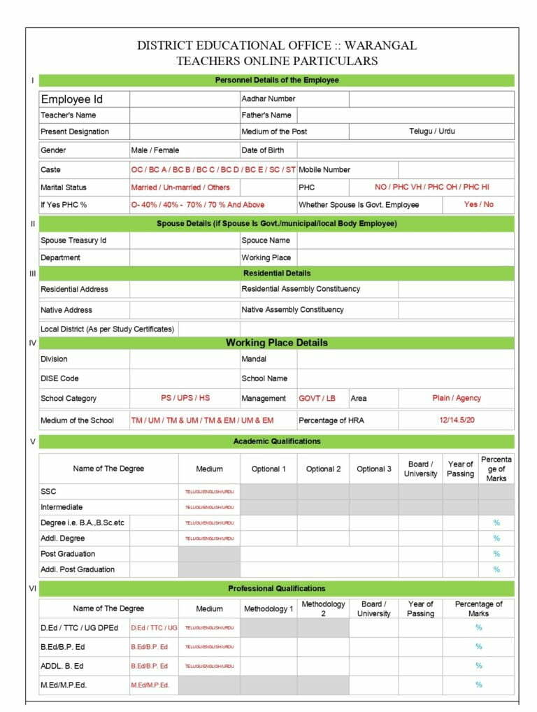 Warangal Teachers Seniority Lists 2024 download from deowarangal.net