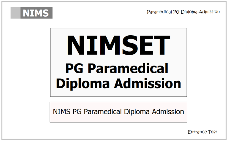 NIMS PG Paramedical Diploma Admission 2024, Apply Online for NIMSET PGD ...
