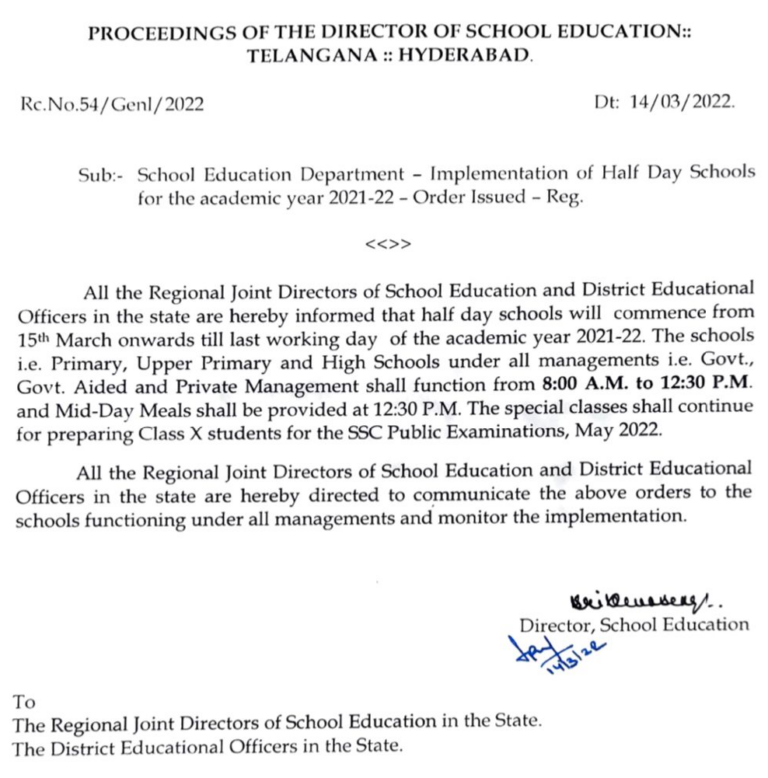 TS Half Day School Timings 2023 Time Table Periods In Telangana 