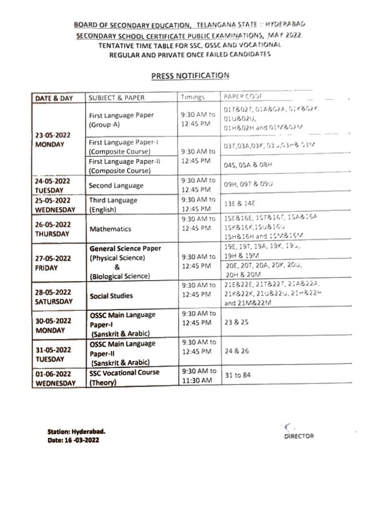 Ts Ssc Exam Time Table 2023 Telangana 10th Class Timetable 2023 Hot 